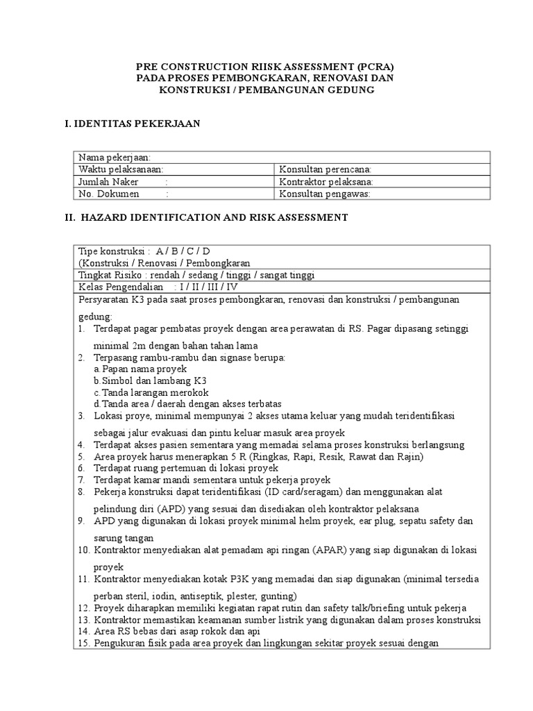 Checklist Pcra | PDF | Teknologi & Rekayasa