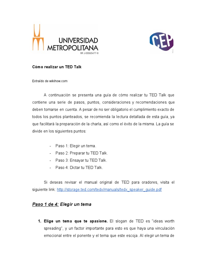 Guía para dar una TED Talk efectiva | PDF