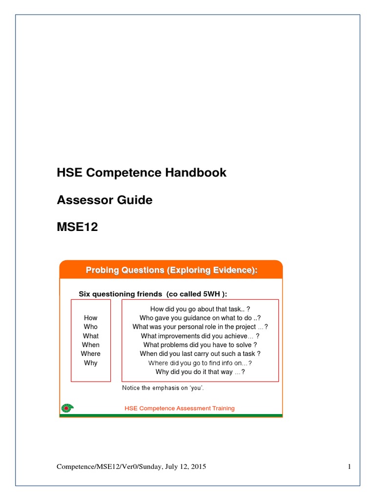 HSE Competence Assessment Guide | PDF | Risk Management | Competence (Human Resources)