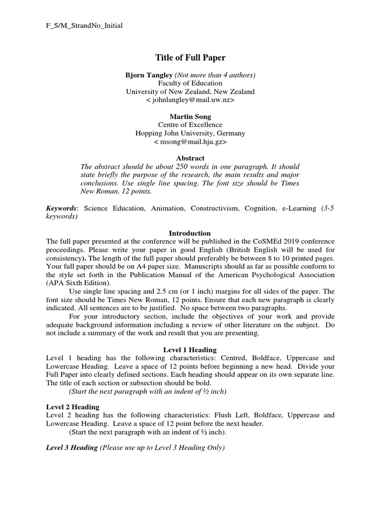 Title of Full Paper: Bjorn Tangley (Not More Than 4 Authors) | PDF ...