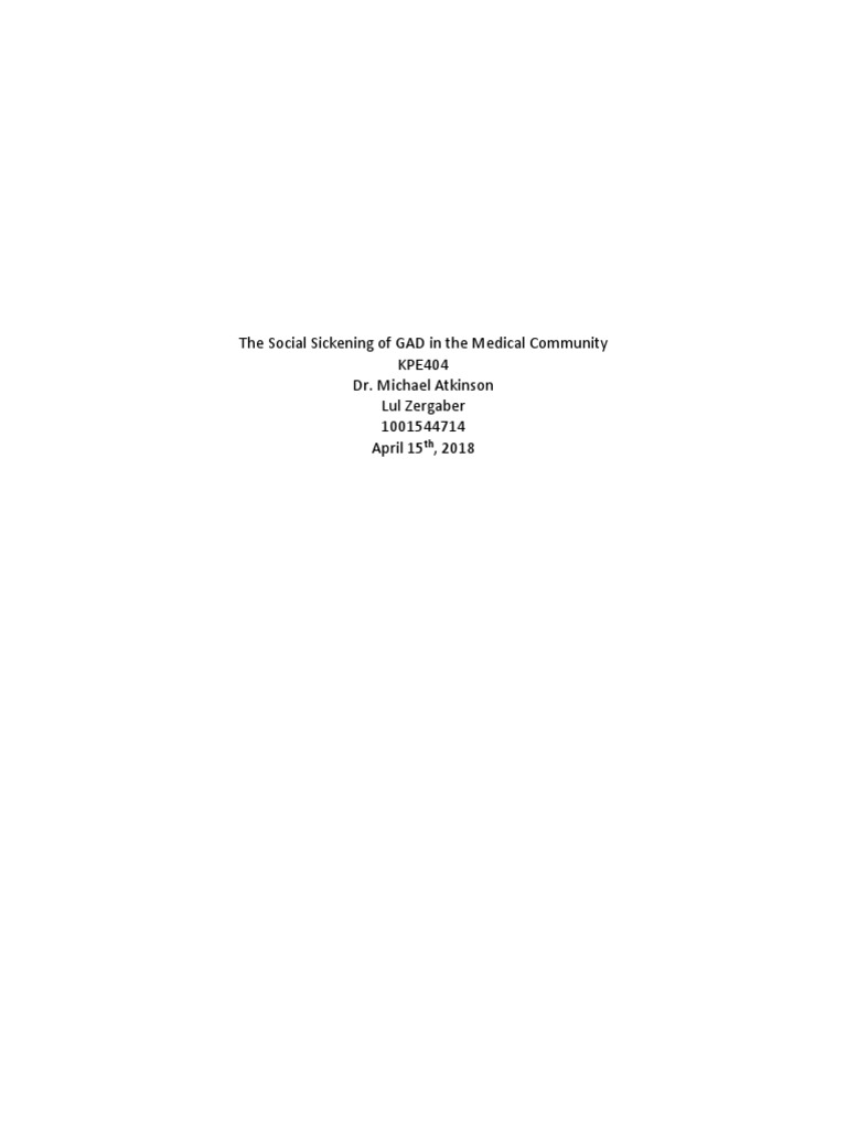Atkinson Paper #2 New | PDF | Social Stigma | Generalized Anxiety Disorder