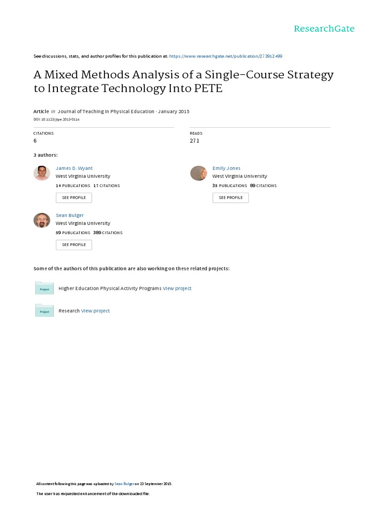 A Mixed Methods Analysis of A Single-Course Strategy To Integrate ...