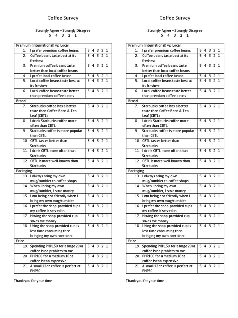 Coffee Survey | Download Free PDF | Non Alcoholic Drinks | Hot Drinks
