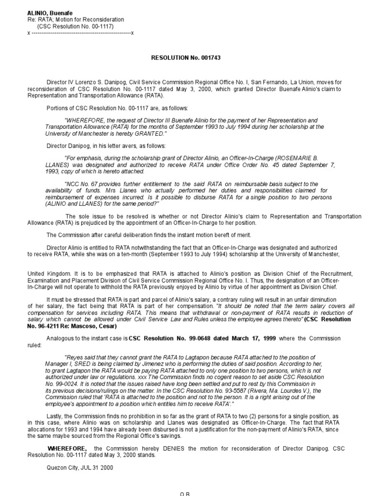 CSC Resolution No. 001743 | PDF | Public Law | Common Law