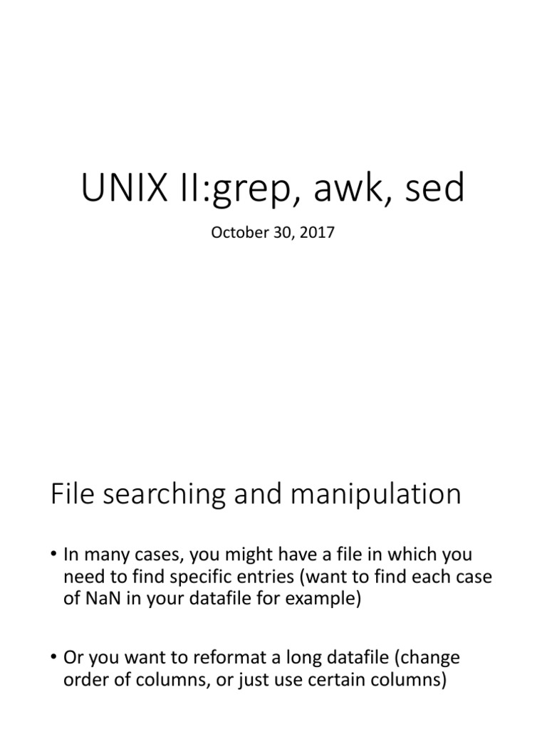 Unix Iigrep Awk Sed October 30 2017 Pdf Regular Expression Notation 