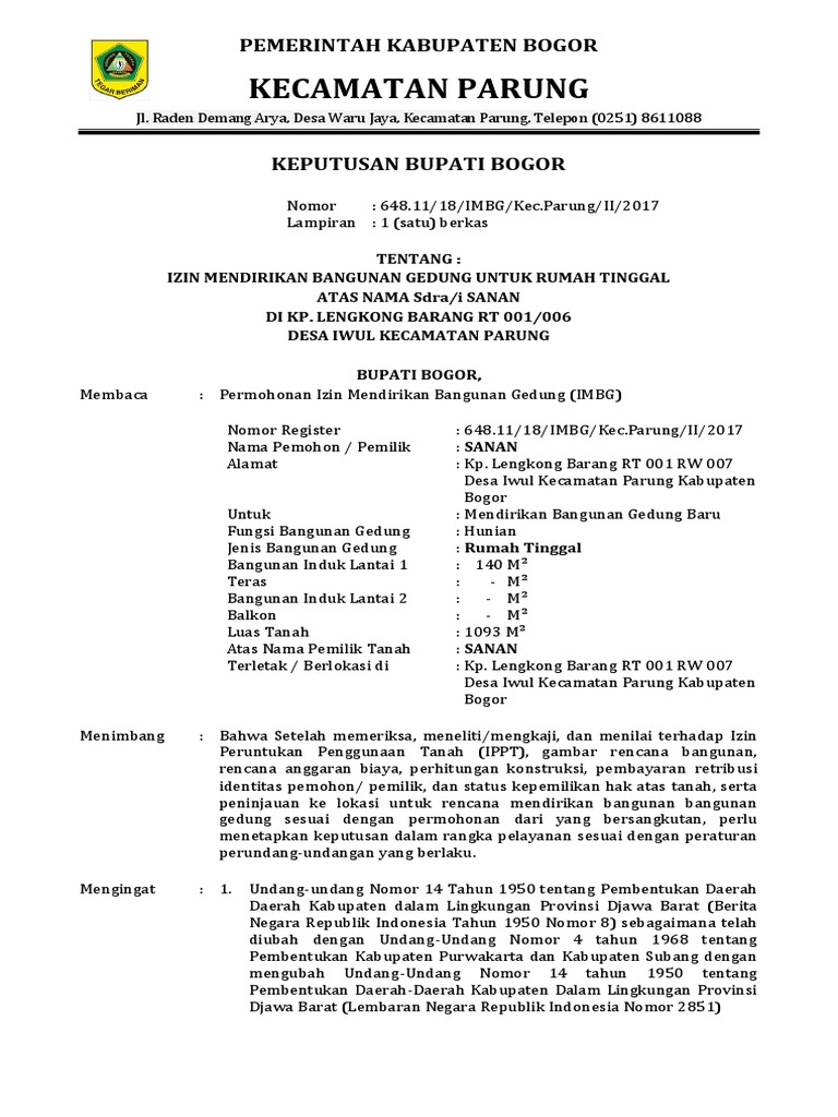 Imb Kabupaten Bogor | PDF