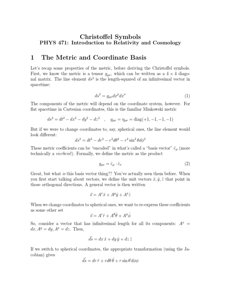 Understanding Christoffel Symbols | PDF | Tensor | Differential Topology
