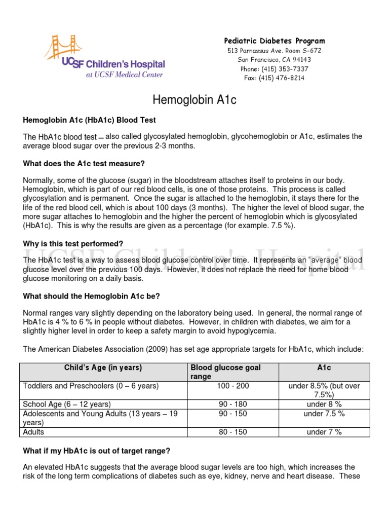 Hemoglobin A1c: Pediatric Diabetes Program | PDF | Glycated Hemoglobin ...