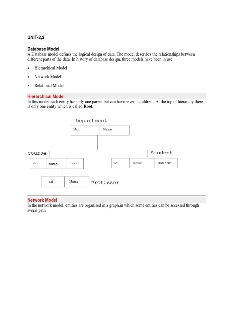 UNIT-2,3: Hierarchical Model | PDF | Database Transaction | Computer Data Storage