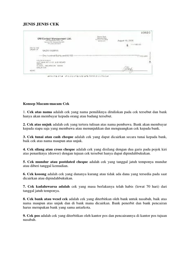 Jenis Jenis Cek | PDF