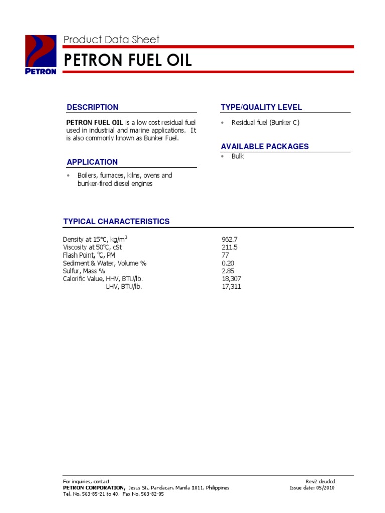 Petron Fuel Oil: Product Data Sheet | PDF
