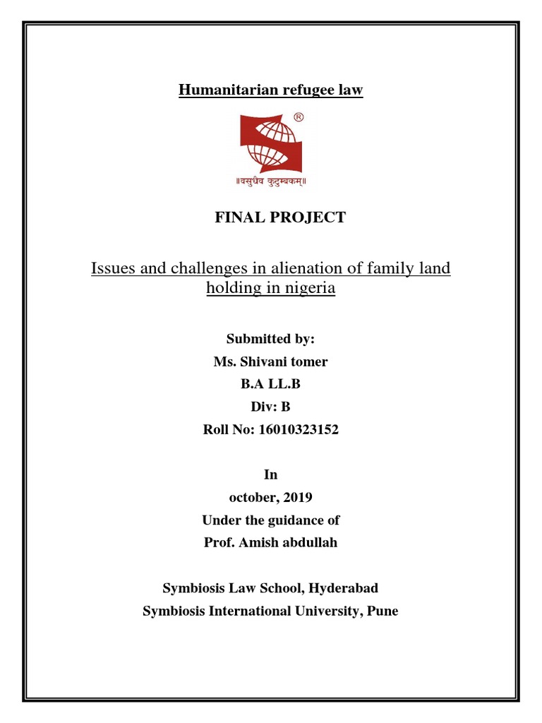 Issues and Challenges in Alienation of Family Land Holding in Nigeria ...