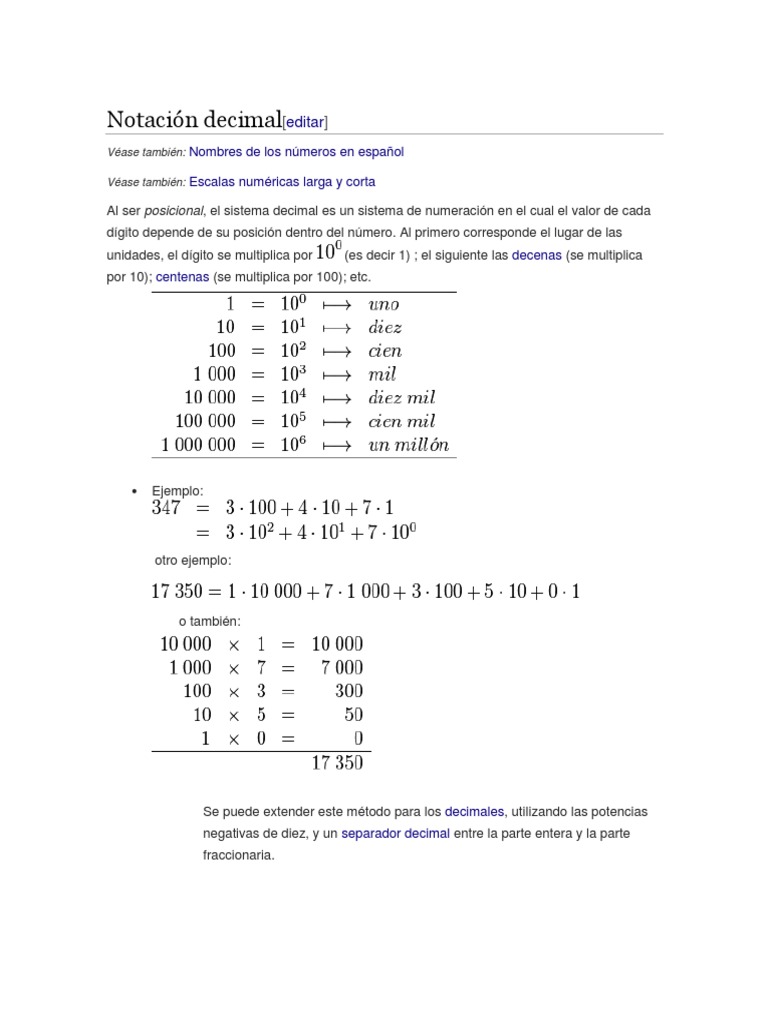Definición y Ejemplos de Notación Decimal | PDF | Decimal | Notación ...