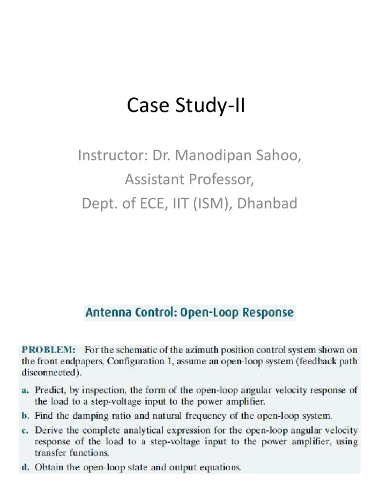 Case Study-II: Instructor: Dr. Manodipan Sahoo, Assistant Professor ...