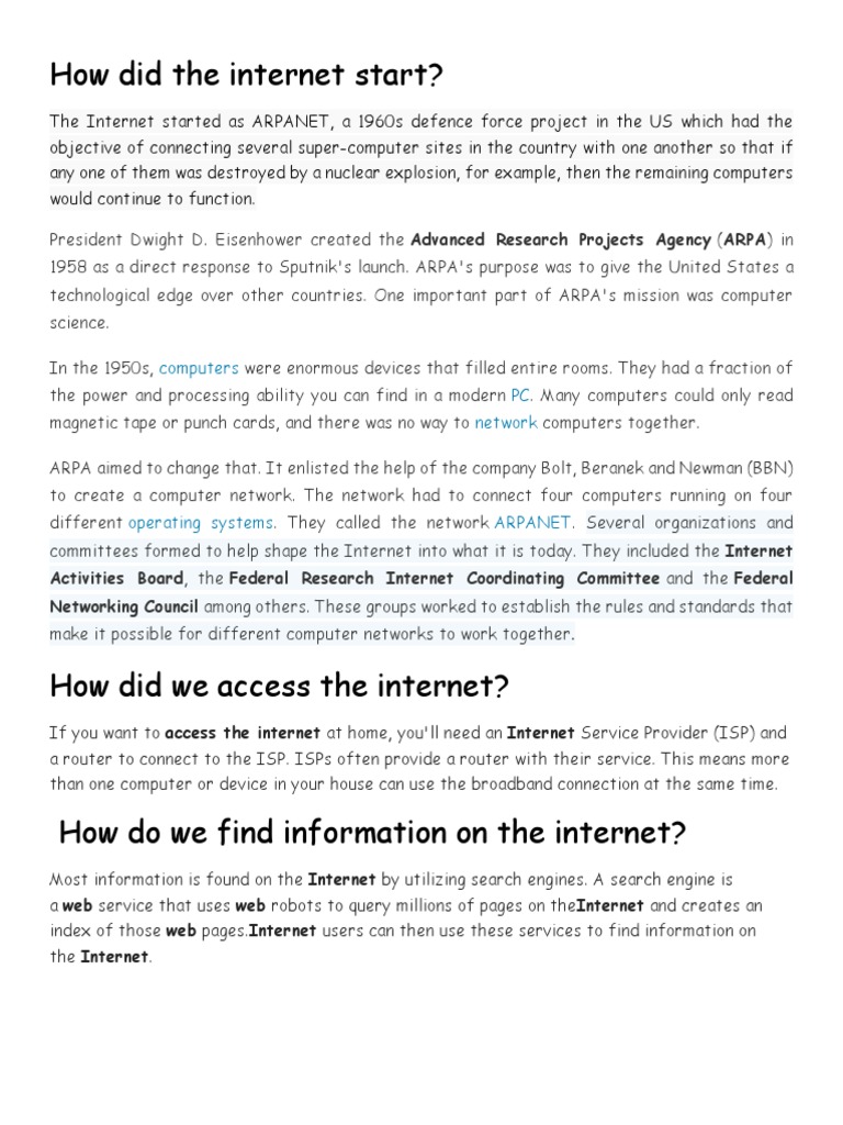 How Did The Internet Start?: Computers PC Network | PDF