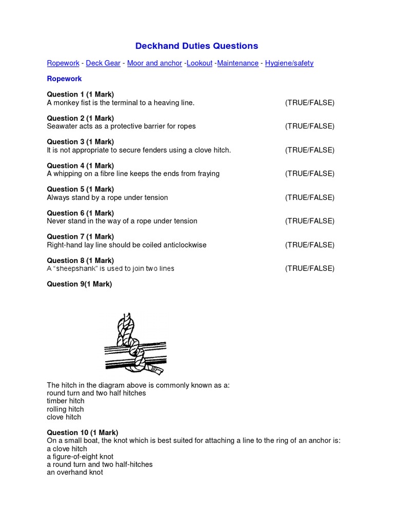 Deckhand Duties | PDF | Anchor | Knot