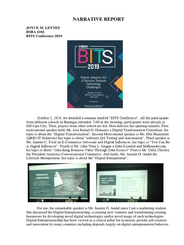 Narrative Report Joyce | PDF | Entrepreneurship | Innovation