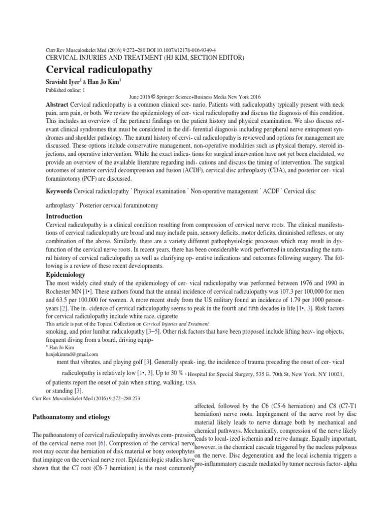 Cervical Radiculopathy | PDF | Clinical Medicine | Human Anatomy