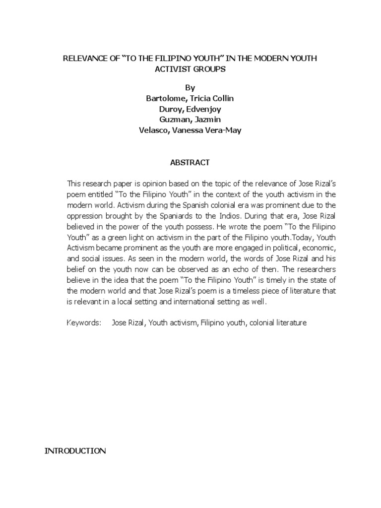 RZL110 Research Paper | Philippines | Nationalism