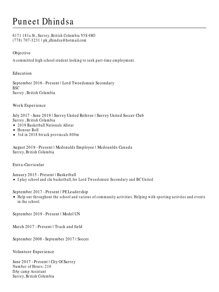 Resume For Class | PDF