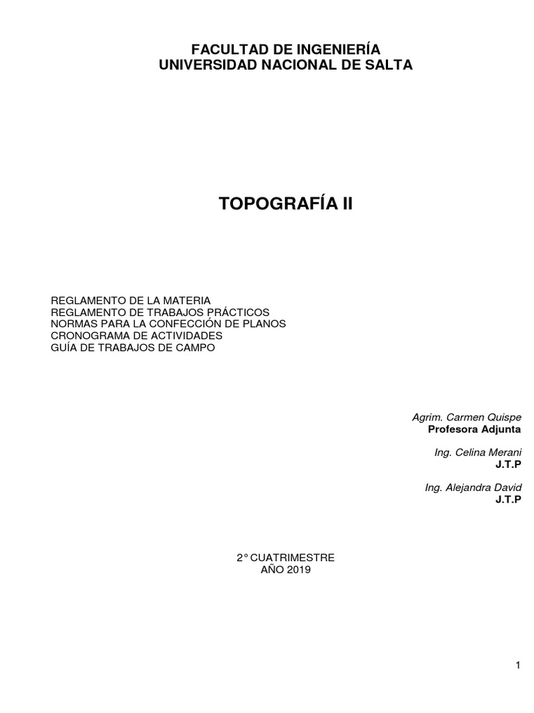 Guía TP Topo II 2019 | PDF | Prueba (evaluación) | Topografía