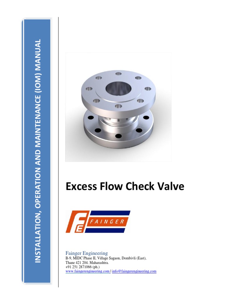 Install Excess Flow Check Valve | PDF | Valve | Pipe (Fluid Conveyance)