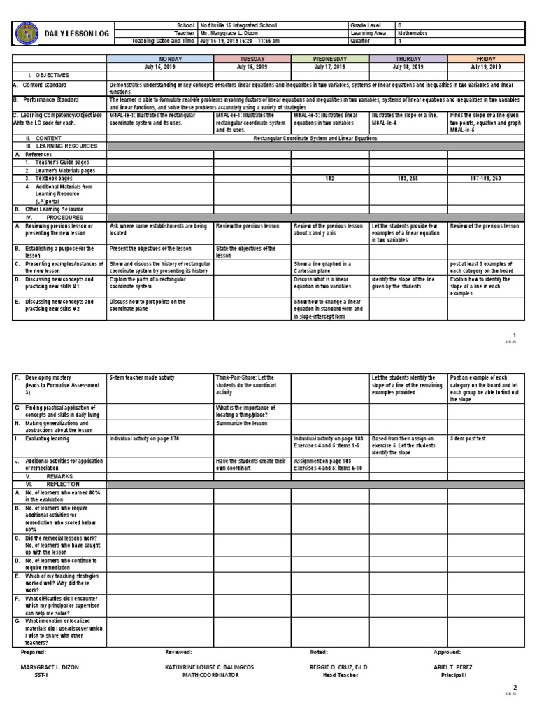 M8AL-Ie-1: Illustrates the rectangular coordinate system and its uses ...