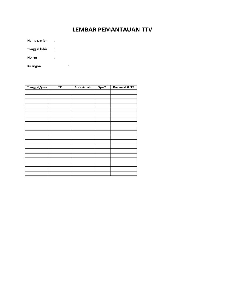 Lembar Pemantauan TTV | PDF
