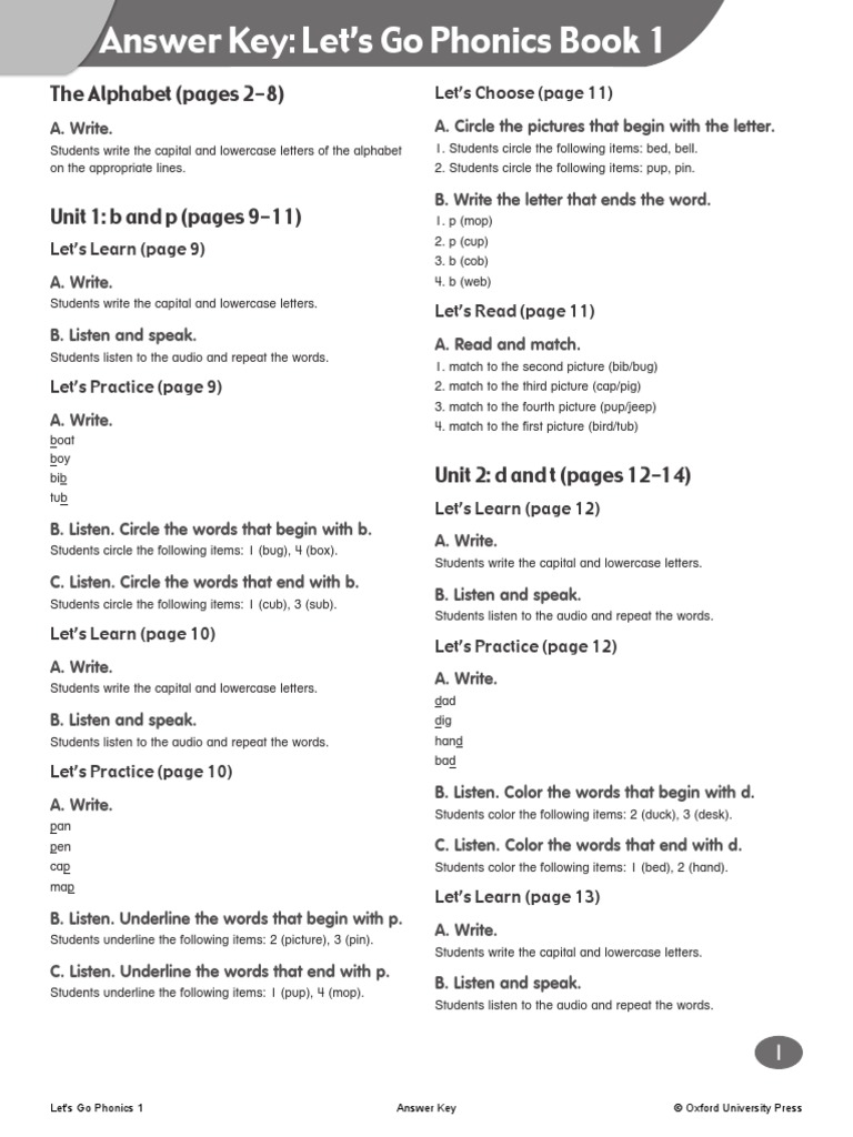 Let's Go Phonics1 AMSWERS | PDF | Letter Case | Writing