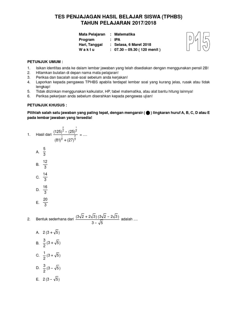 Matematika IPA.P15.17-18 PDF | PDF