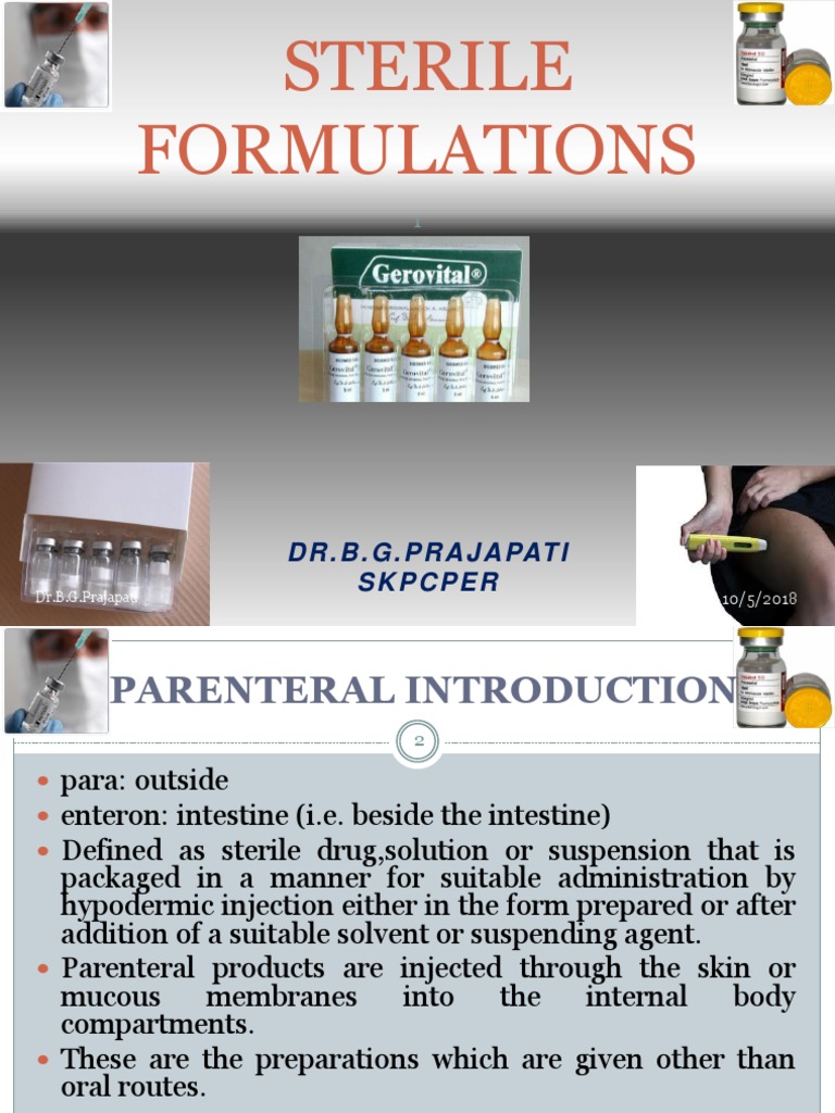 Sterile Parenteral Formulations Guide | PDF | Emulsion | Intravenous ...