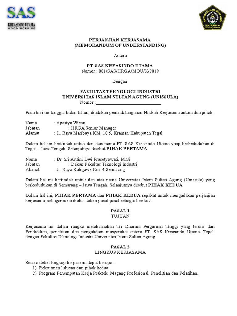 Draft MOU Pemagangan | PDF