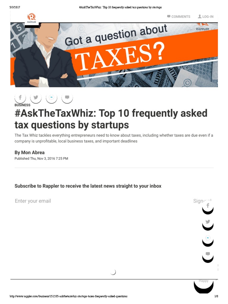 Top 10 Frequently Asked Tax Questions by Startups | PDF | Income Tax ...