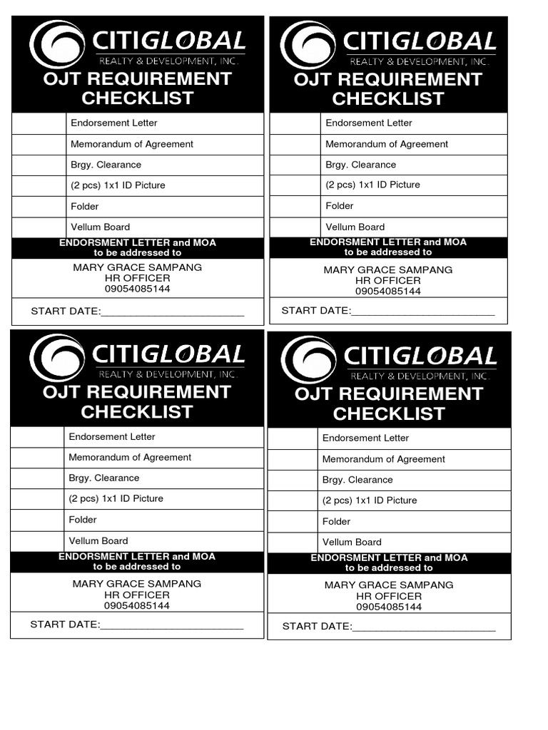 OJT Requirement Checklist Guide | PDF