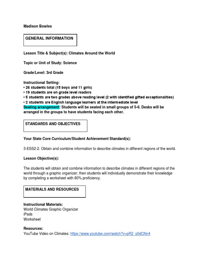 3rd Grade Science Lesson Plan | PDF | Teachers | Pedagogy