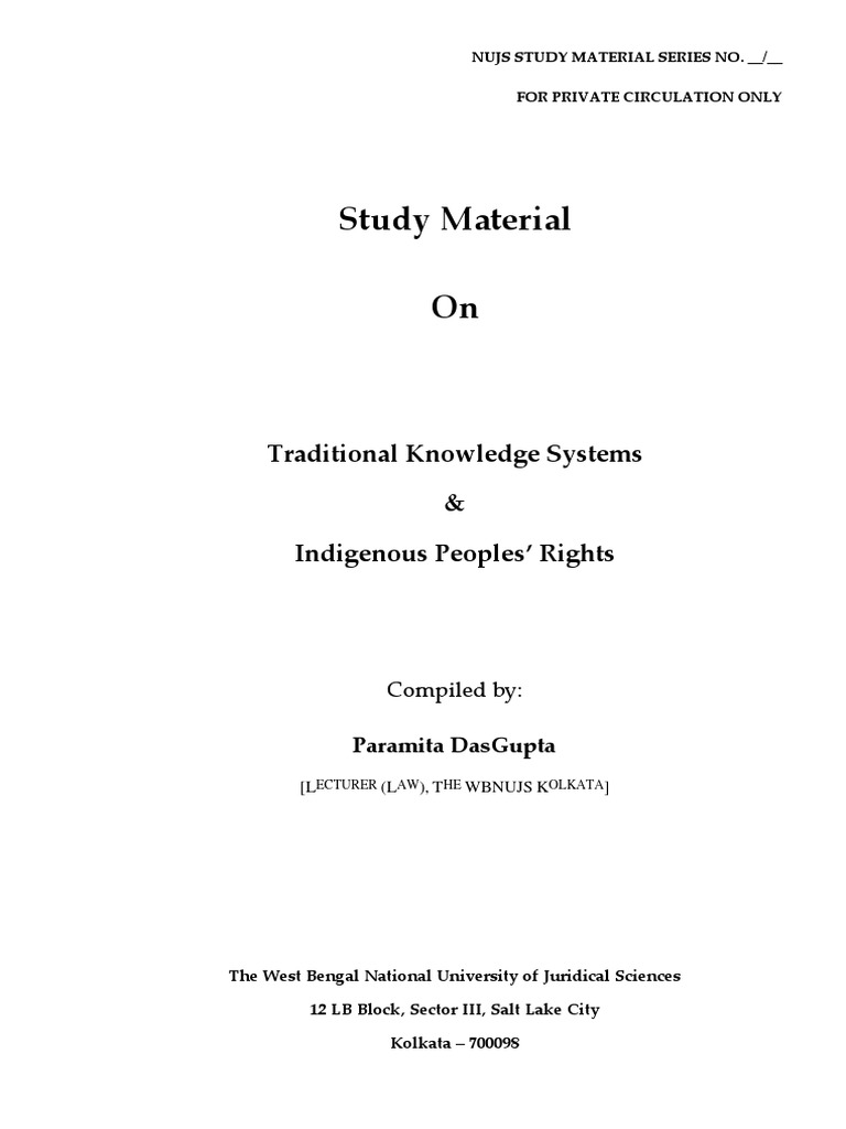 Traditional Knowledge Systems & Indigenous Peoples' Rights - Course ...