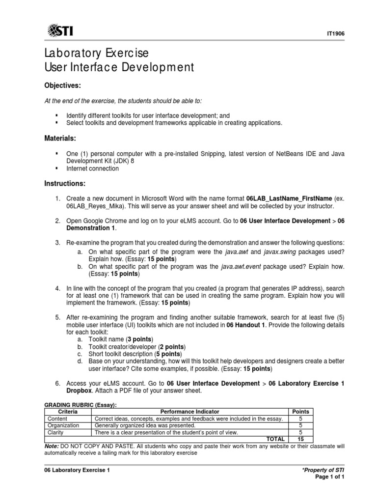 06 Laboratory Exercise 1 | PDF | User Interface | Computer Program