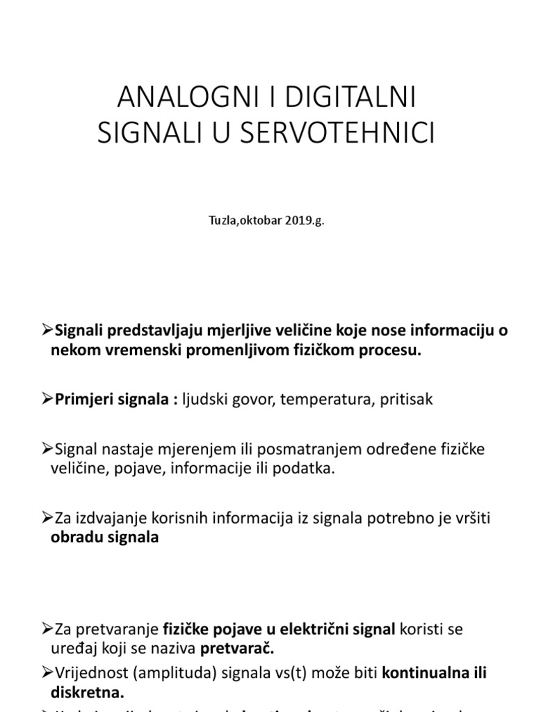Analogni I Digitalni Signali U Servotehnici1 | PDF