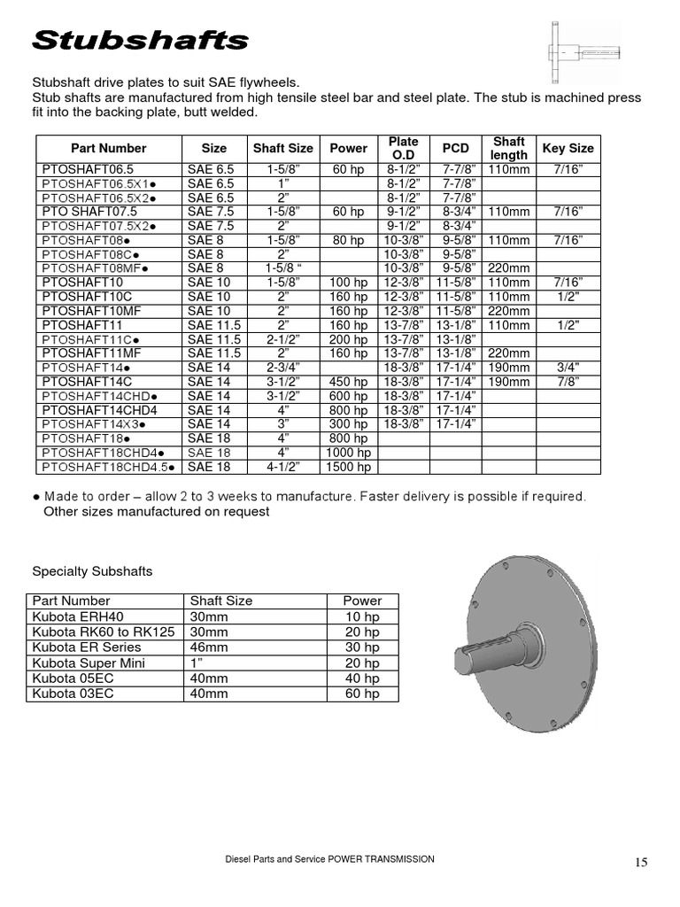 SAE flywheel stub shafts and drive plates for agricultural and ...