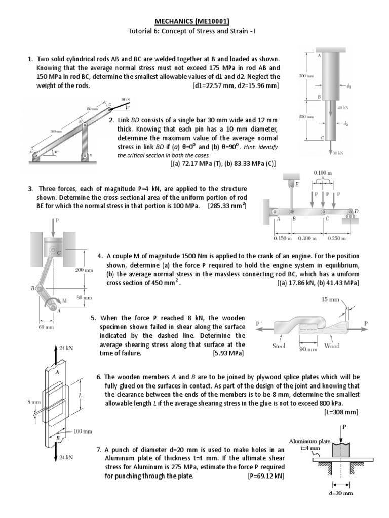 Tutorial 6 PDF | PDF | Stress (Mechanics) | Screw
