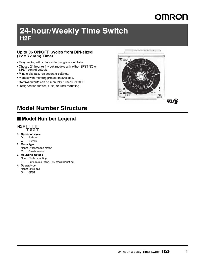 24-Hour/weekly Time Switch: Model Number Structure | PDF | Switch ...