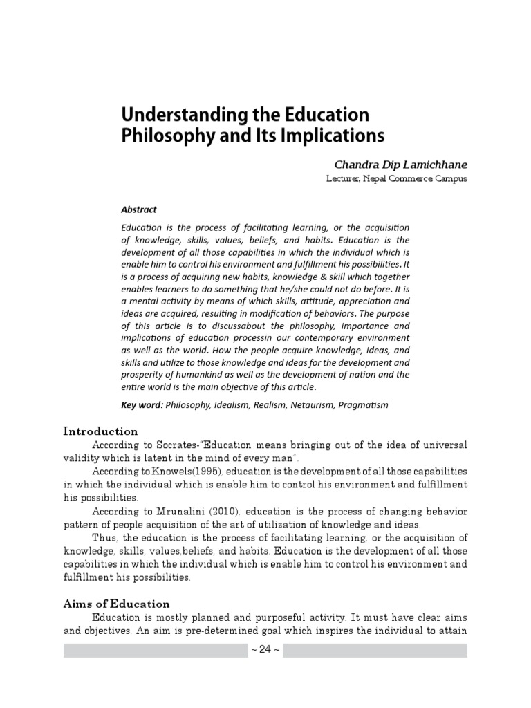 Philosophy of Education | PDF | Idealism | Idea