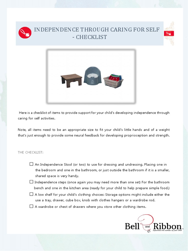 Independence Through Caring For Self Activities - Checklist and Tips ...