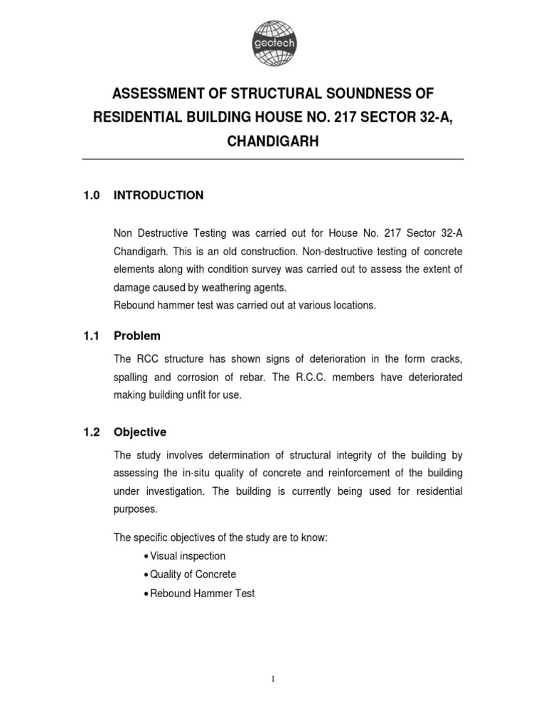 Assessment of Structural Soundness of Residential Building House No ...