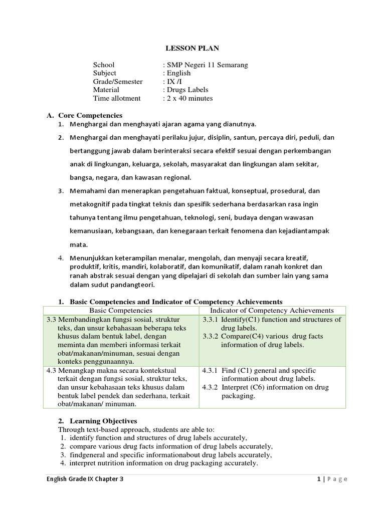Lesson Plan Drug Facts Label | PDF