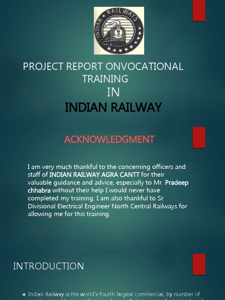 Project Report Onvocational Training: Indian Railway | PDF ...