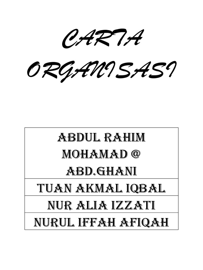 Carta Organisasi: Abdul Rahim Mohamad at Abd - Ghani Tuan Akmal Iqbal ...