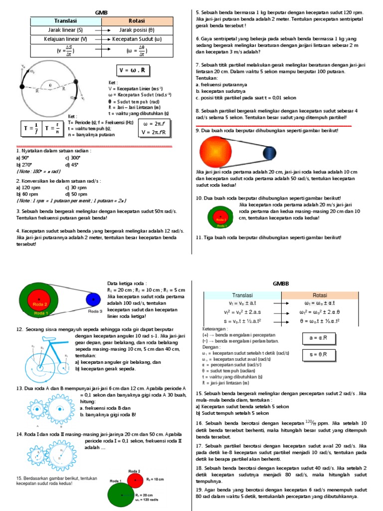 Rangkuman Soal Rumus Gerak Melingkar | PDF