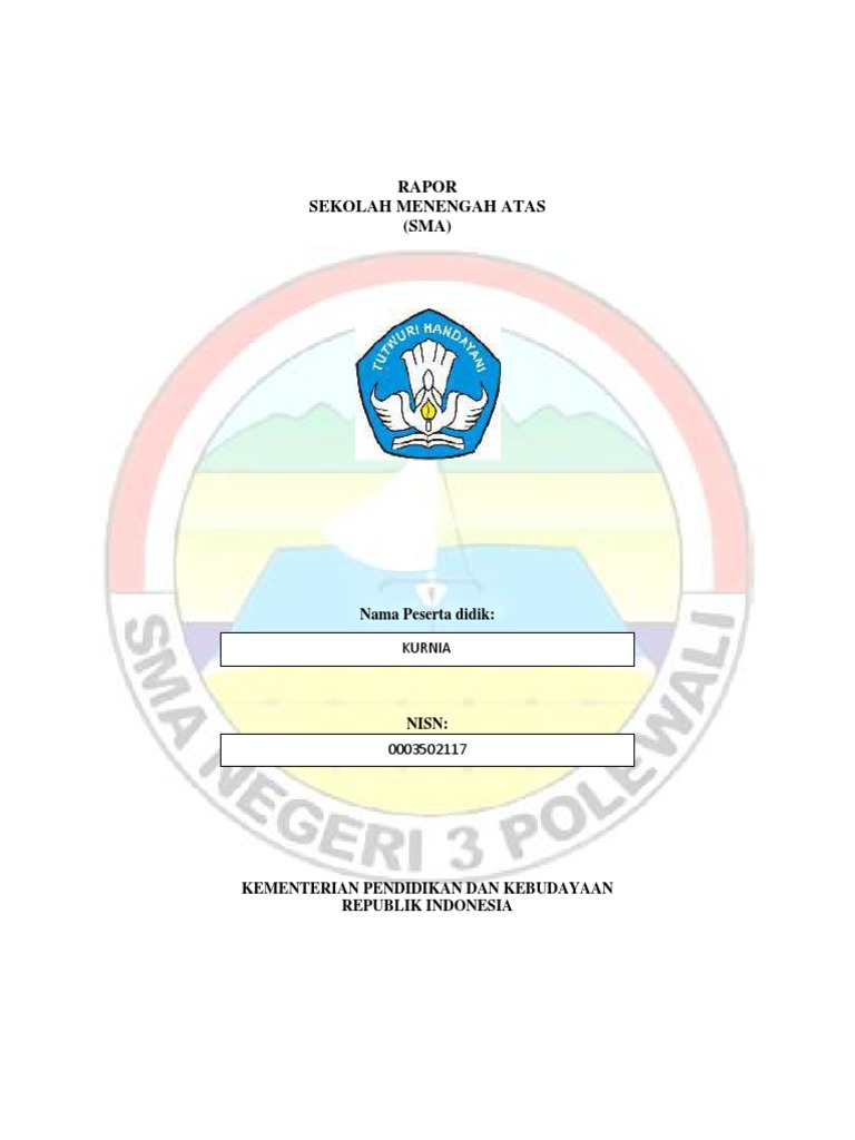 Rapor Sekolah Menengah Atas (SMA) : Contoh | PDF