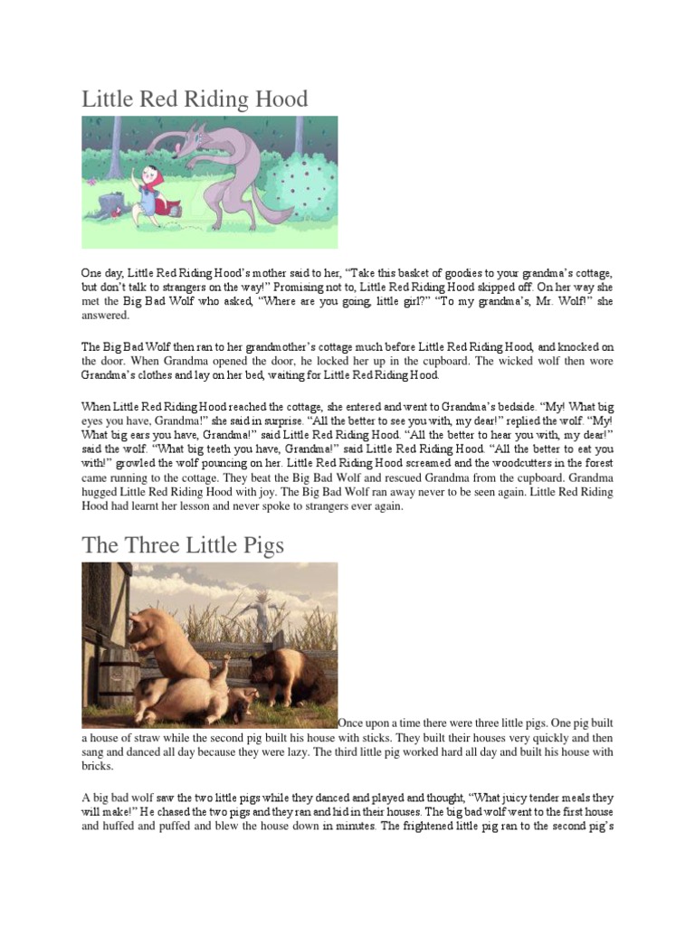 Little Red Riding Hood and 3 Little Pigs | PDF | Little Red Riding Hood